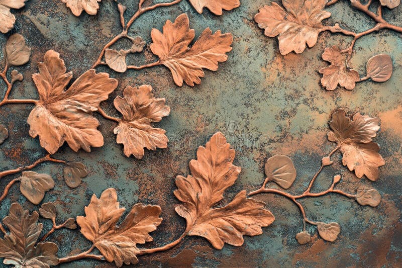 Volumetric Stucco Panel of Parsley in Frosted Copper. Art Stock Image ...