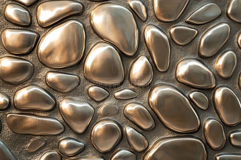 Volumetric Stucco Panel of Pebble Stones in Satin Bronze. Art Stock ...