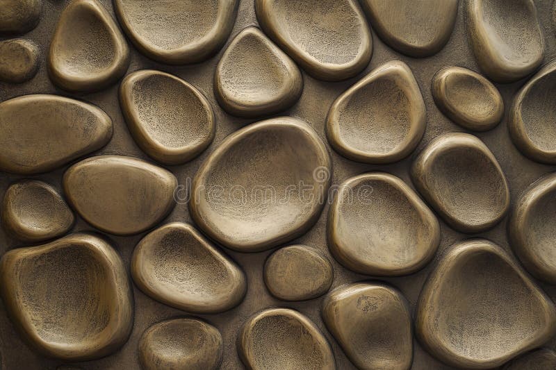 Volumetric Stucco Panel of Pebble Stones in Satin Bronze. Art Stock ...