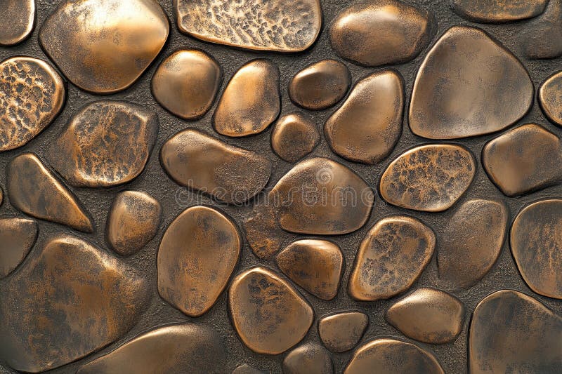 Volumetric Stucco Panel of Pebble Stones in Satin Bronze. Art Stock ...