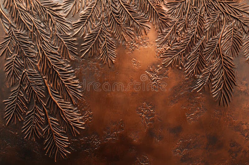 Volumetric Stucco Panel of Pine Needles in Matte Copper. Art Stock ...