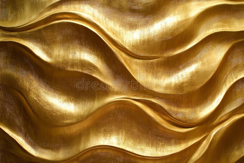 Volumetric Stucco Panel of Rain Patterns in Satin Gold. Art Stock Photo ...