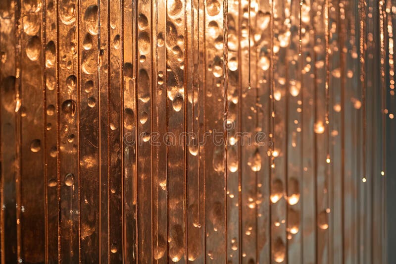 Volumetric Stucco Panel of Rain Streaks in Polished Copper. Art Stock ...
