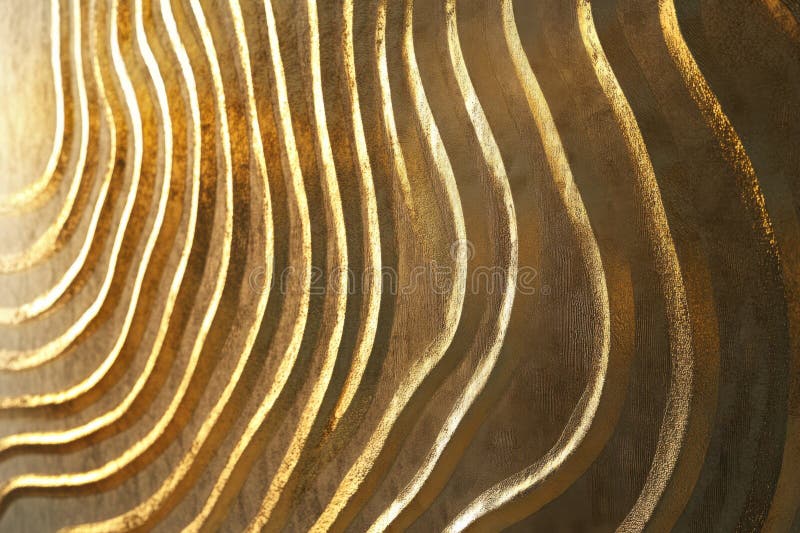 Volumetric Stucco Panel of Ribbed Patterns in Gold: a Picture Stock ...