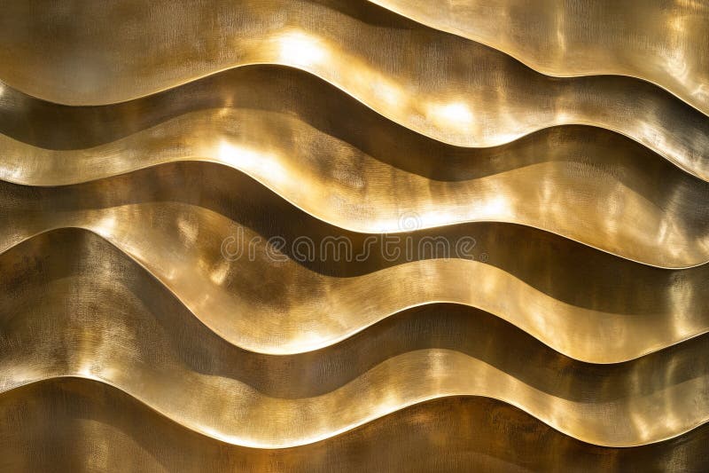 Volumetric Stucco Panel Ripple Patterns Polished Brass Art Stock Photos ...