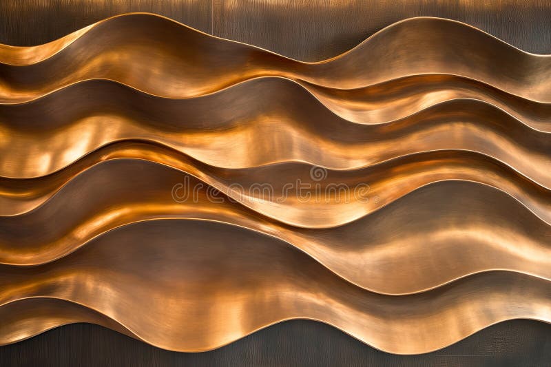 Volumetric Stucco Panel of River Currents in Satin Copper. Art Stock ...