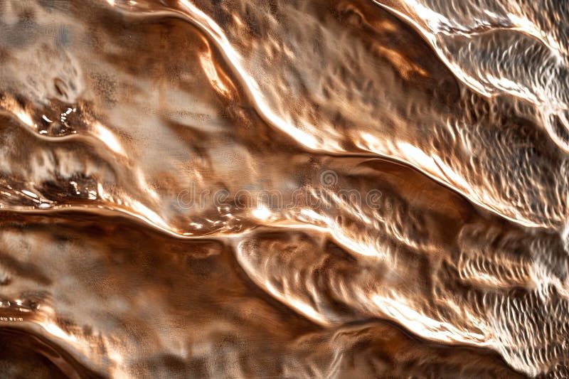 Volumetric Stucco Panel of River Textures in Polished Copper. Art Stock ...