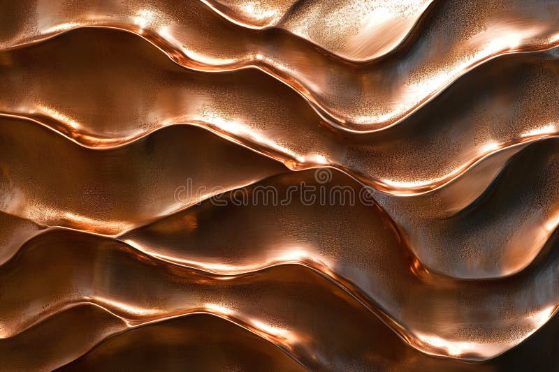 Volumetric Stucco Panel of River Textures in Polished Copper. Art Stock Image - Image of summer ...