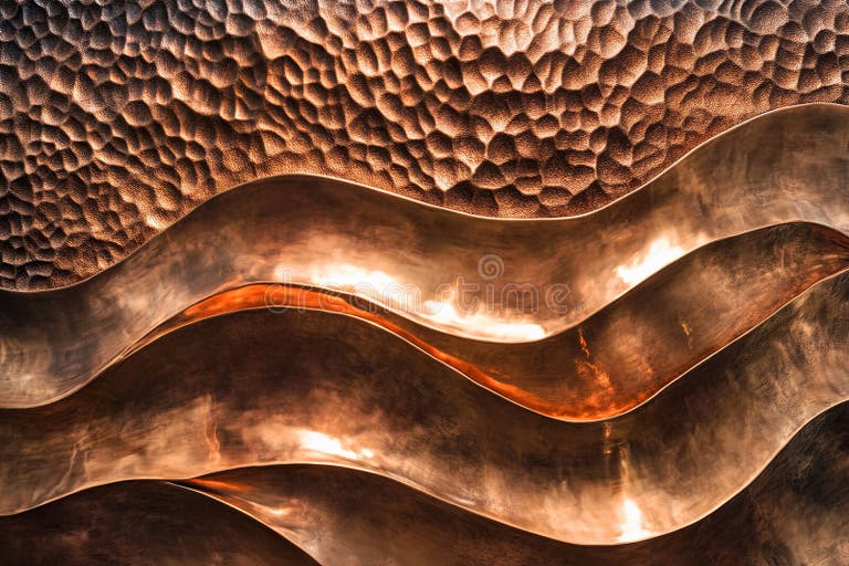 Volumetric Stucco Panel of River Textures in Polished Copper. Art Stock ...