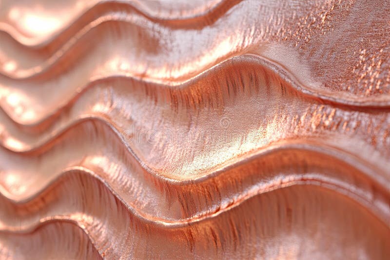 Volumetric Stucco Panel of River Waves in Rose Gold. Art Stock ...