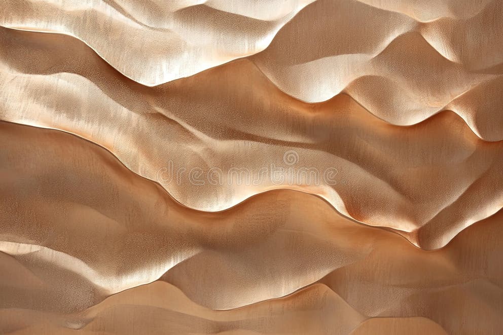 Volumetric Stucco Panel of Sand Waves in Rose Gold. Art Stock Image ...
