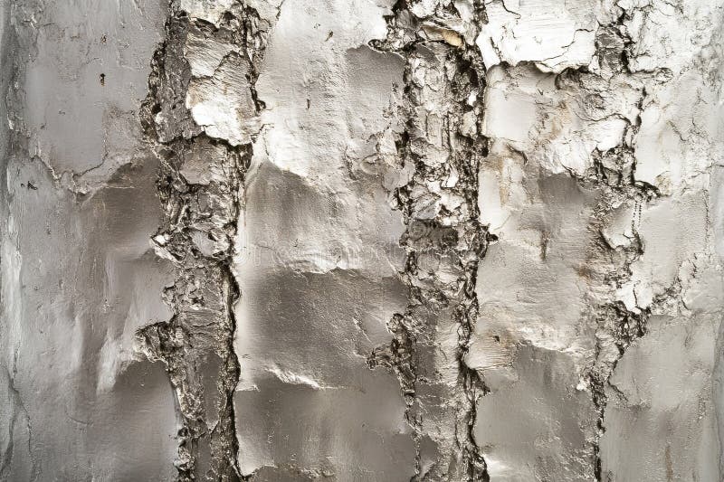 Volumetric Stucco Panel of Tree Bark in Champagne Silver. Art Stock ...