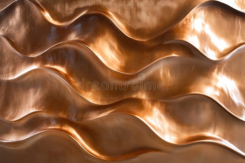 Volumetric Stucco Panel of Wave Crests in Satin Copper. Art Stock ...