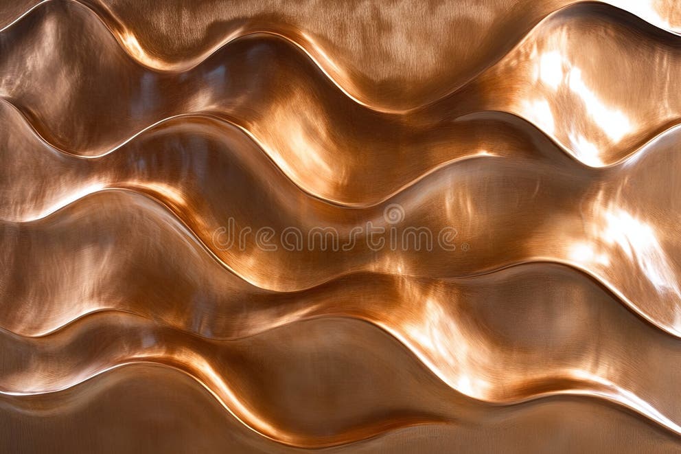 Volumetric Stucco Panel of Wave Crests in Satin Copper. Art Stock ...