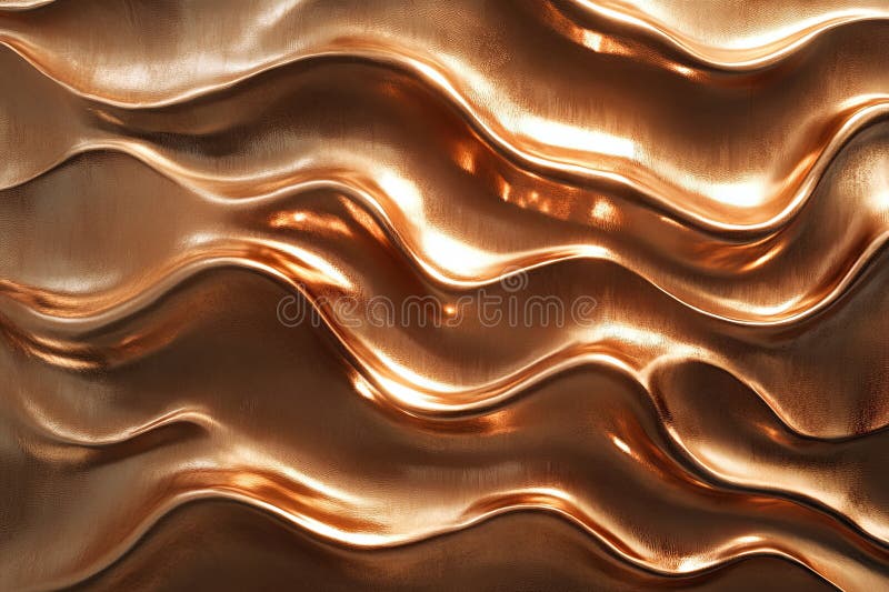Volumetric Stucco Panel of Wave Splashes in Polished Copper. Art Stock ...