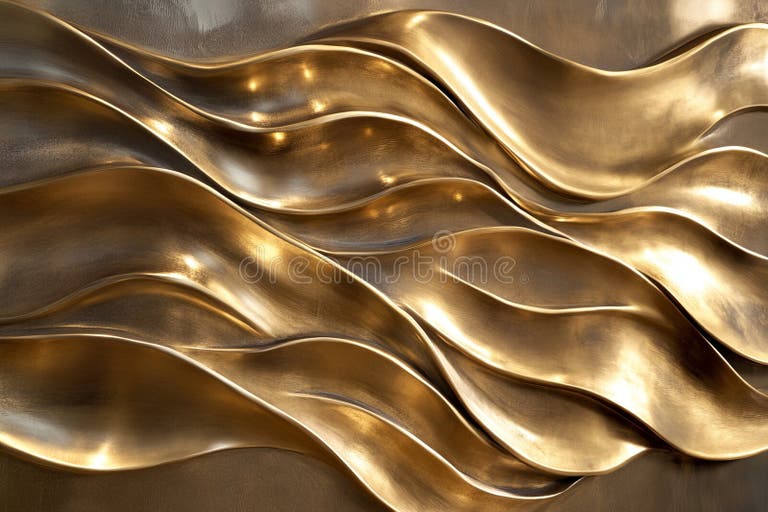 Volumetric Stucco Panel of Wind Trails in Satin Brass. Art Stock ...