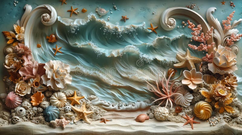 Volumetric Under Sea Scene Stucco Molding Stock Illustration ...