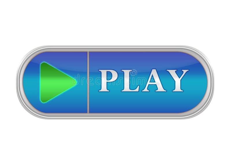 Voluminous Blue Button with the Pictogram and the Words â€œPLAY Stock ...