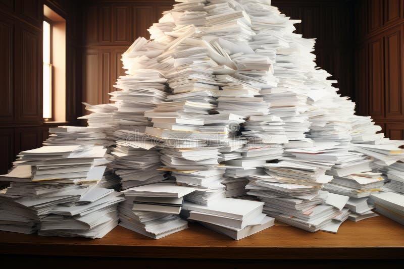 Voluminous Stack Paper Office File. Generate AI Stock Illustration ...