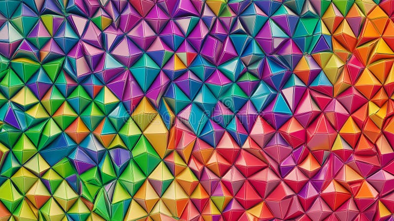 Voluminous Triangles in Vanilla Tone - Pink, Yellow, Light Green. Stock ...