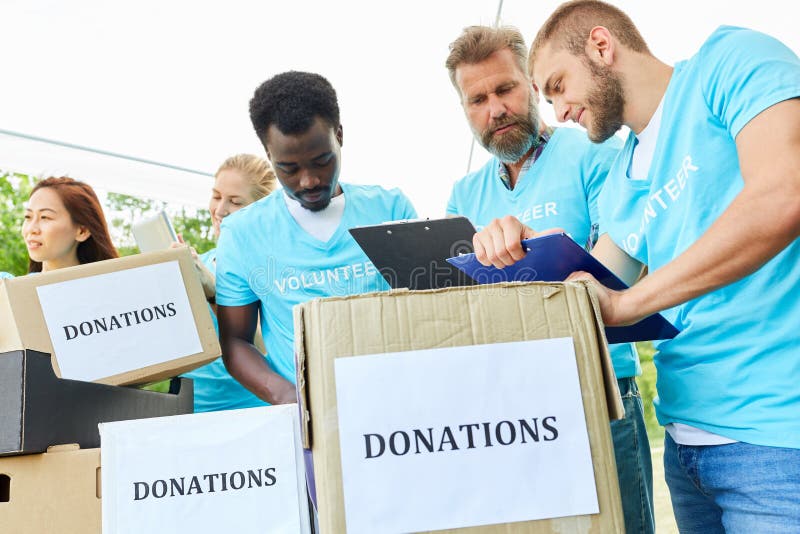 Voluntary Volunteers with Donation Boxes Stock Image - Image of club ...