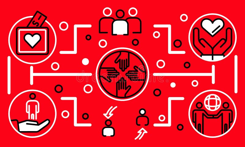 Volunteer Activity Banner, Outline Style Stock Vector - Illustration of ...