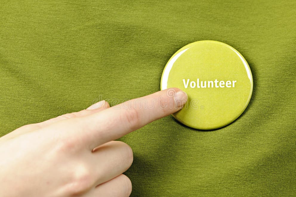 Volunteer button stock photo. Image of showing, caucasian - 26393616