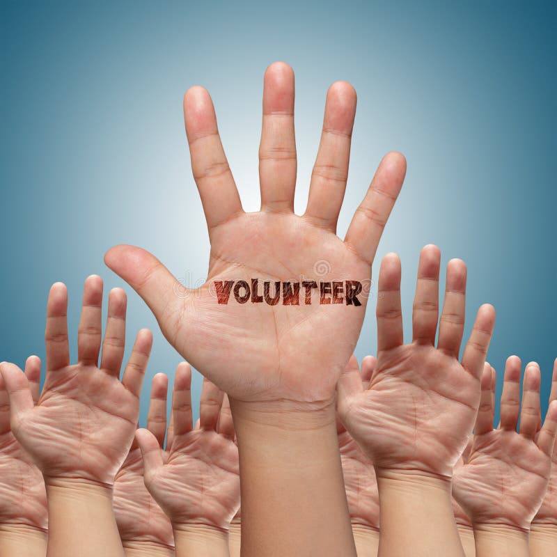 Volunteer Group Raising Hands Stock Photo - Image of participate ...