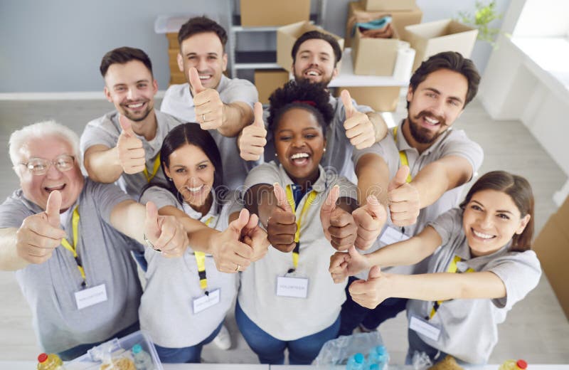 Volunteer Happy Smile Team Common Group, Thumb Up Together Completing ...