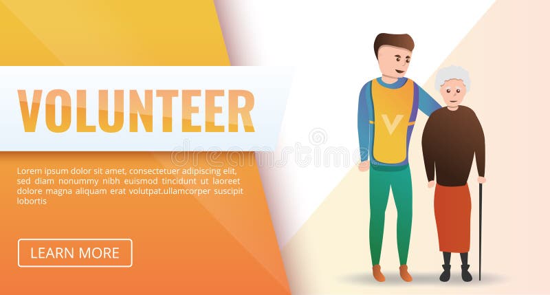 Helping Volunteering Concept Banner, Cartoon Style Stock Vector ...