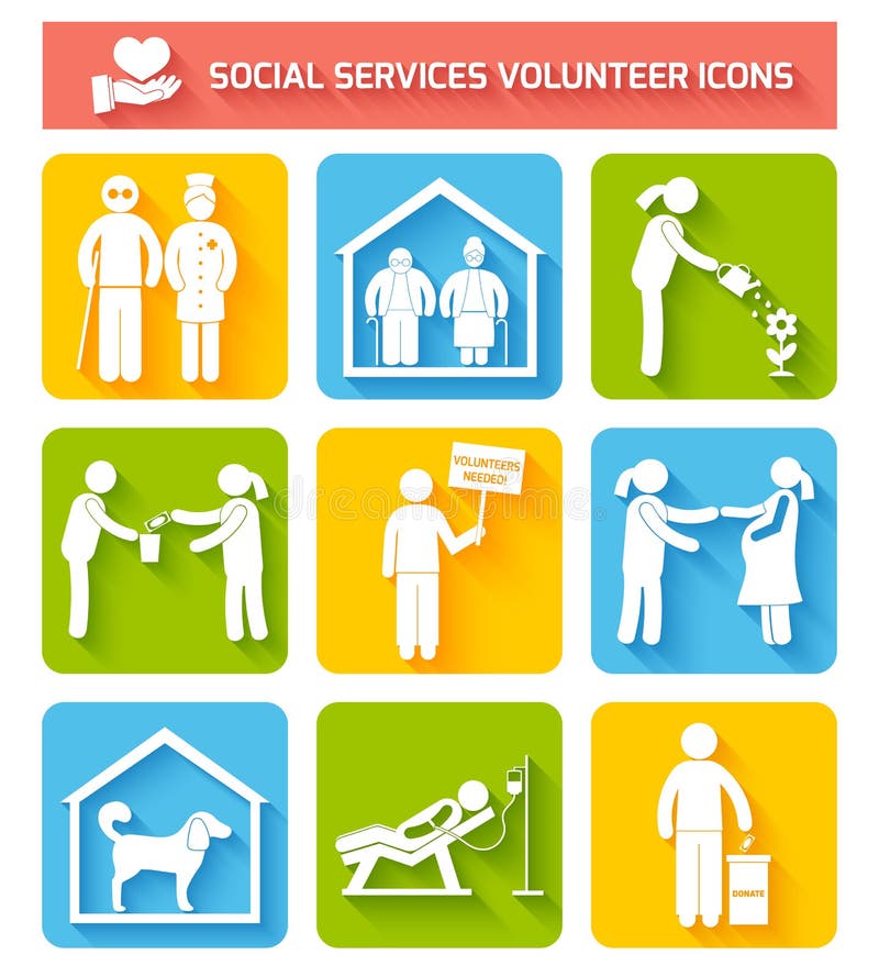Volunteer icons set stock vector. Illustration of disabled - 44036424