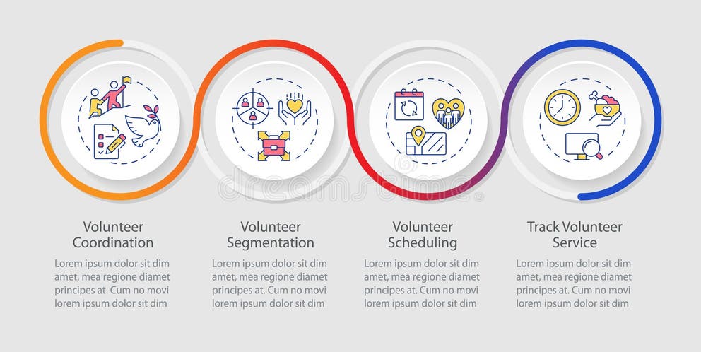 Volunteer Management Infographics Circles Sequence Stock Vector ...