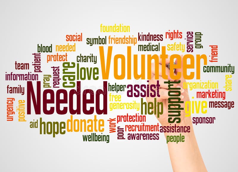 Volunteer Needed Word Cloud and Hand with Marker Concept Stock Photo ...