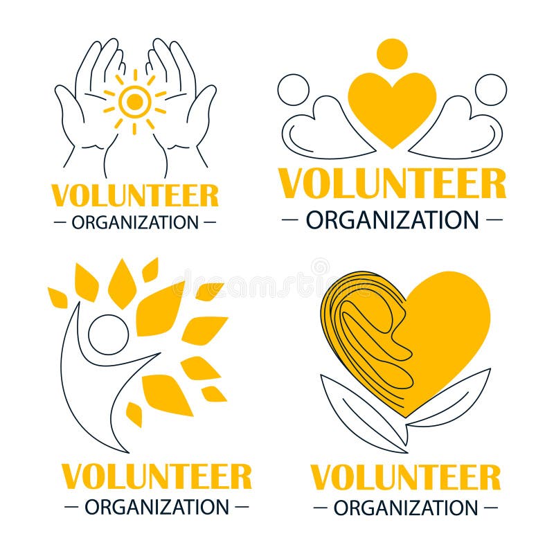Volunteer Organization Logo Set Vector Isolated Stock Illustration ...