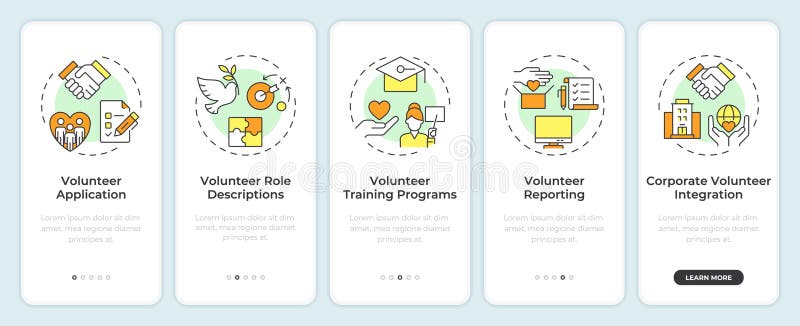 Volunteer Program Administration Onboarding Mobile App Screen Stock ...