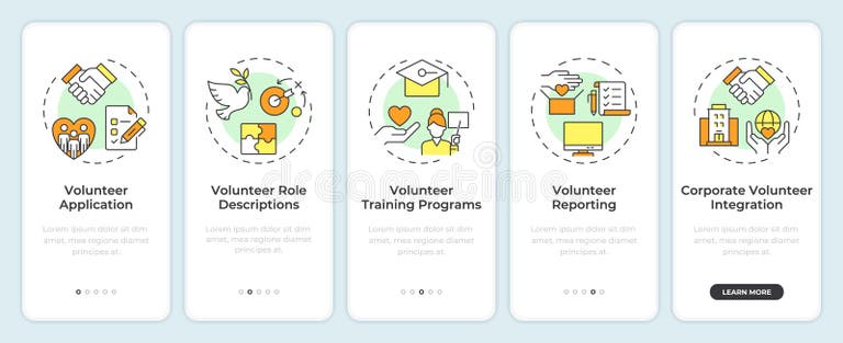 Volunteer Program Administration Onboarding Mobile App Screen Stock ...