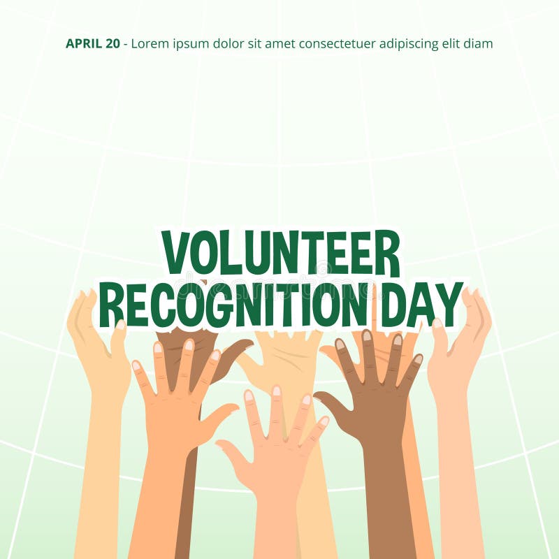 Volunteer Recognition Day Design with Raising Hands Stock Illustration ...