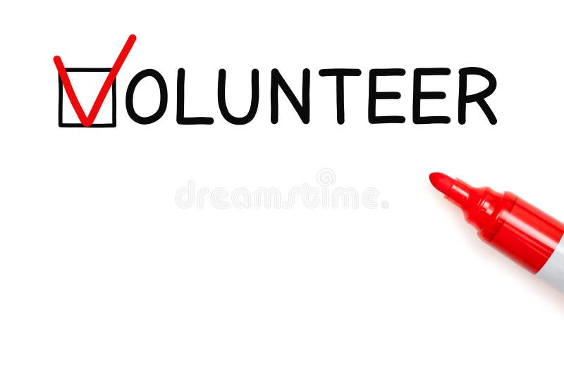 Volunteer Red Marker Check Mark Stock Photo - Image of donate ...