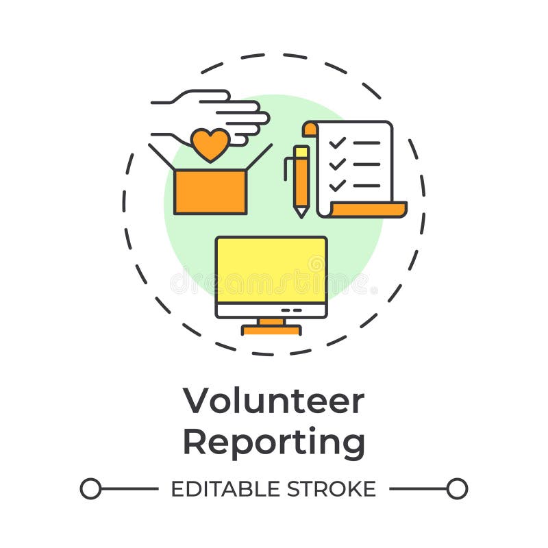 Volunteer Reporting Multi Color Concept Icon Stock Illustration ...