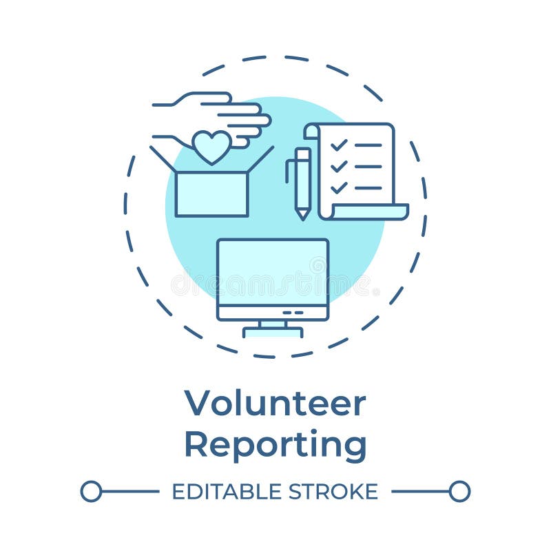 Volunteer Reporting Soft Blue Concept Icon Stock Vector - Illustration ...