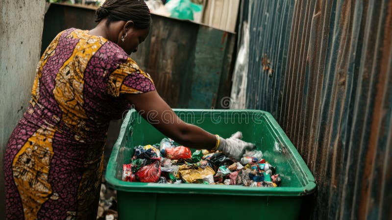 Volunteer Sorting Plastic Garbage for Recycling in a Developing Country ...