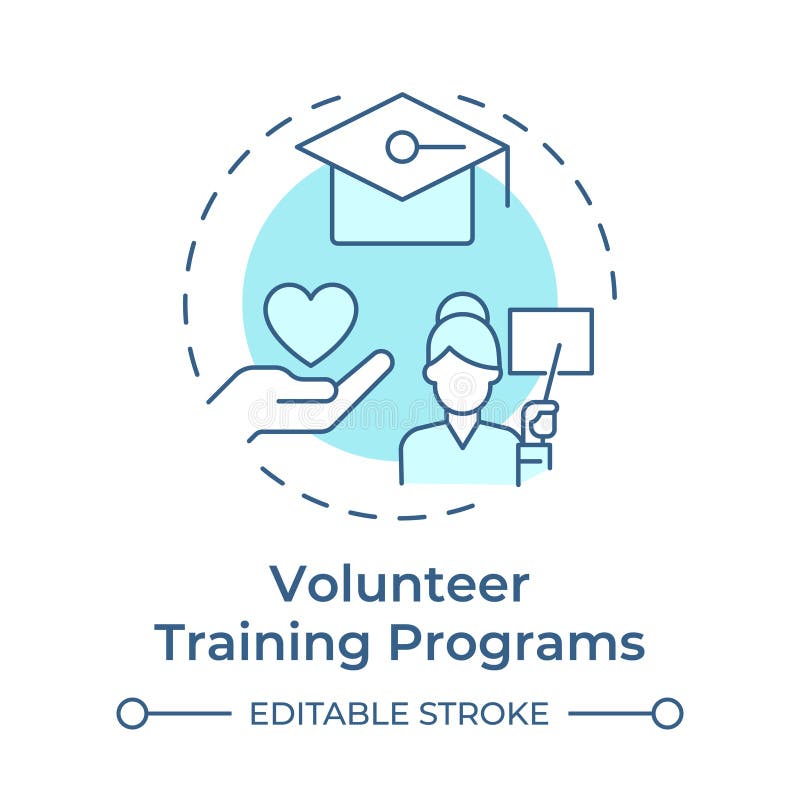 Volunteer Training Programs Soft Blue Concept Icon Stock Illustration ...