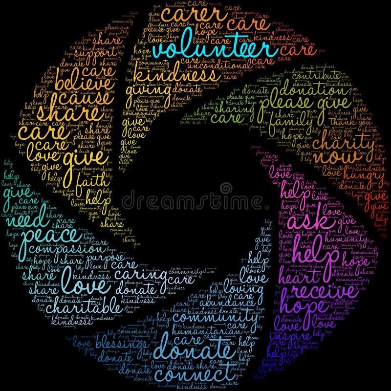 Volunteer Word Cloud stock vector. Illustration of loving - 99393437
