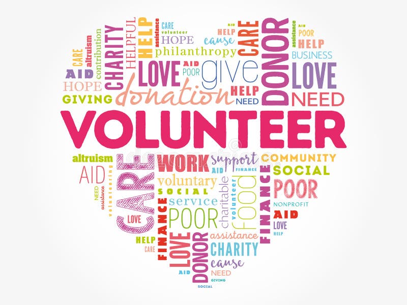 Volunteer Heart Word Cloud Collage, Concept Background Stock ...