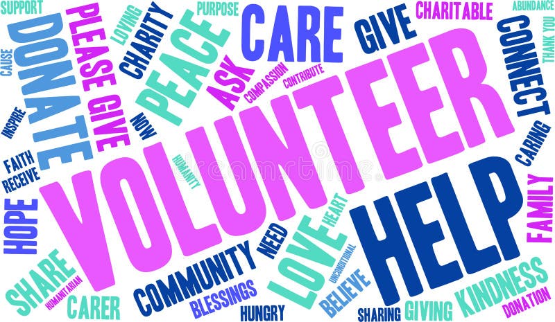 Volunteer Word Cloud stock illustration. Illustration of contribute ...