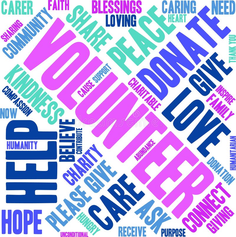 Volunteer Word Cloud stock illustration. Illustration of contribute ...