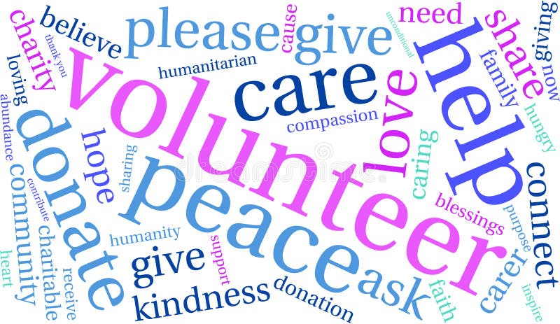 Volunteer Word Cloud stock vector. Illustration of humanity - 99075182