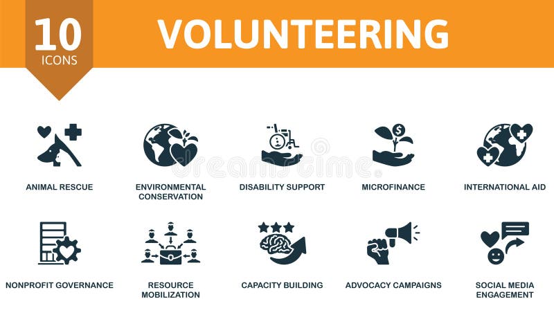 Volunteering Set. Creative Icons. Editable Elements. Stock Vector ...
