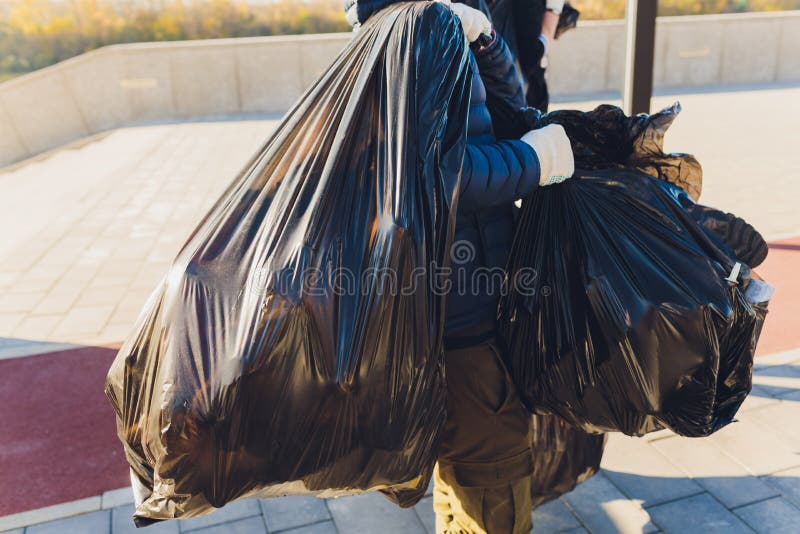 Volunteers Clean Up Trash in a Park and on Trails. Stock Image - Image ...