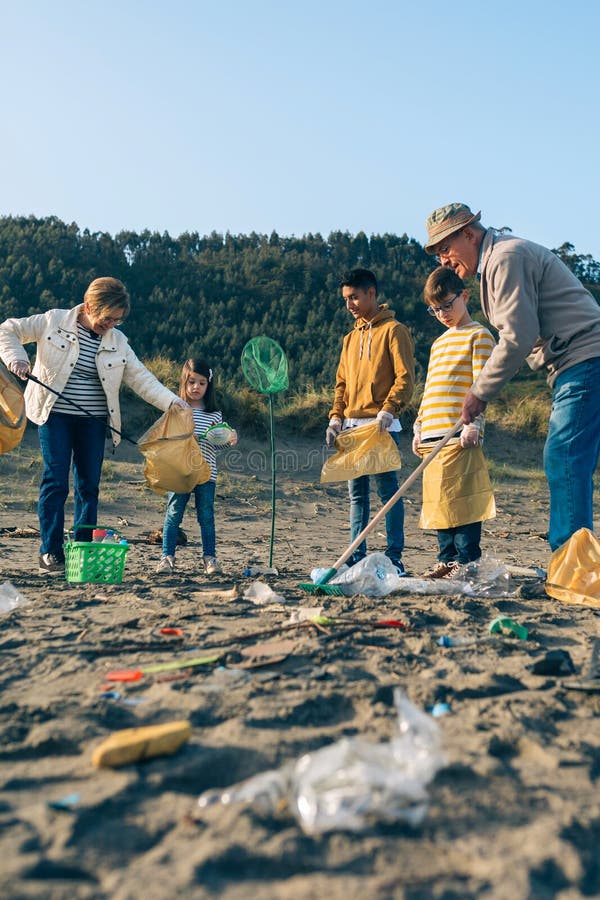 Volunteers Cleaning the Beach Stock Image - Image of beach, group ...
